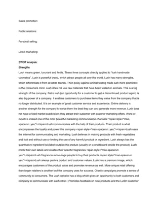 Lush marketing project | DOCX
