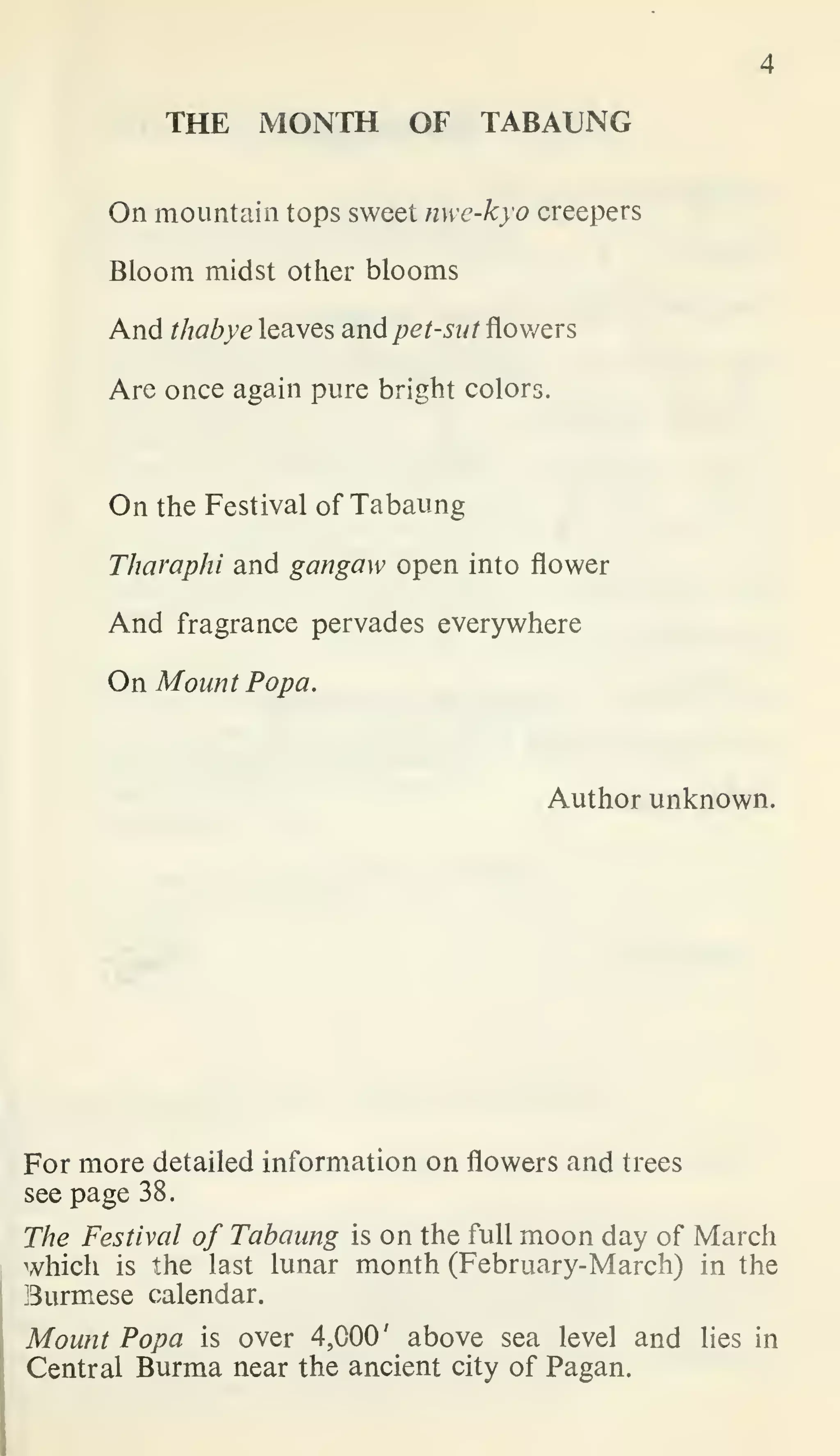 Burmese classical poems. Selected and translated by Fiedrich V. Lustig ...