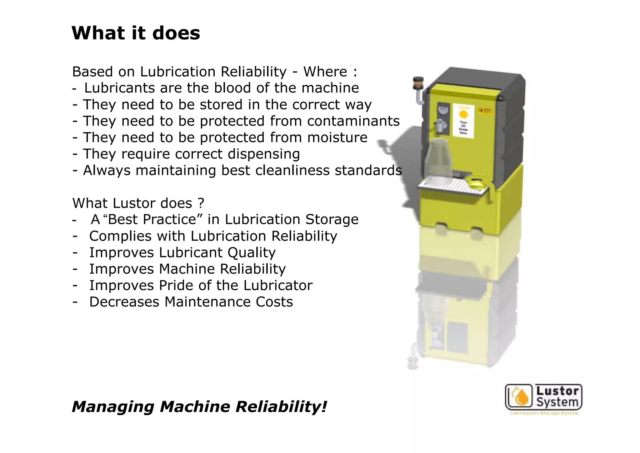 Lustor System - Lubrication Storage System | PPT