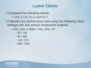 Lustre client performance comparison and tuning (1.8.x to 2.x) | PDF | Operating Systems ...