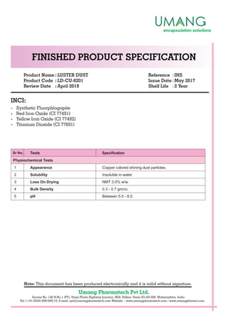 Lustre dust ld one common msds attched in pdf print version | PDF