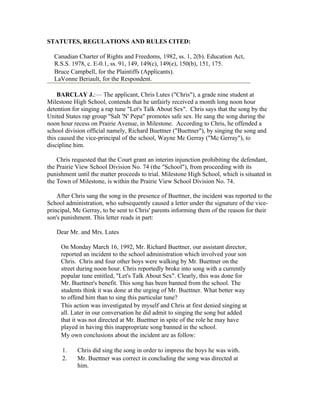 Lutes V Prairie View School Division No 74 | DOC
