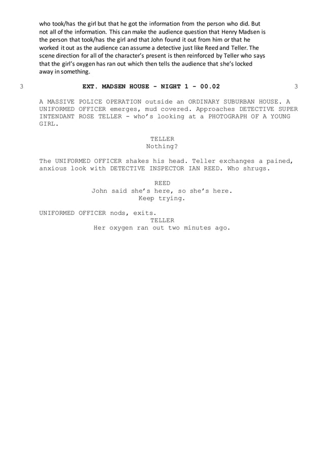 Luther 1x01 Script Extract Scene Direction Analysis | PDF