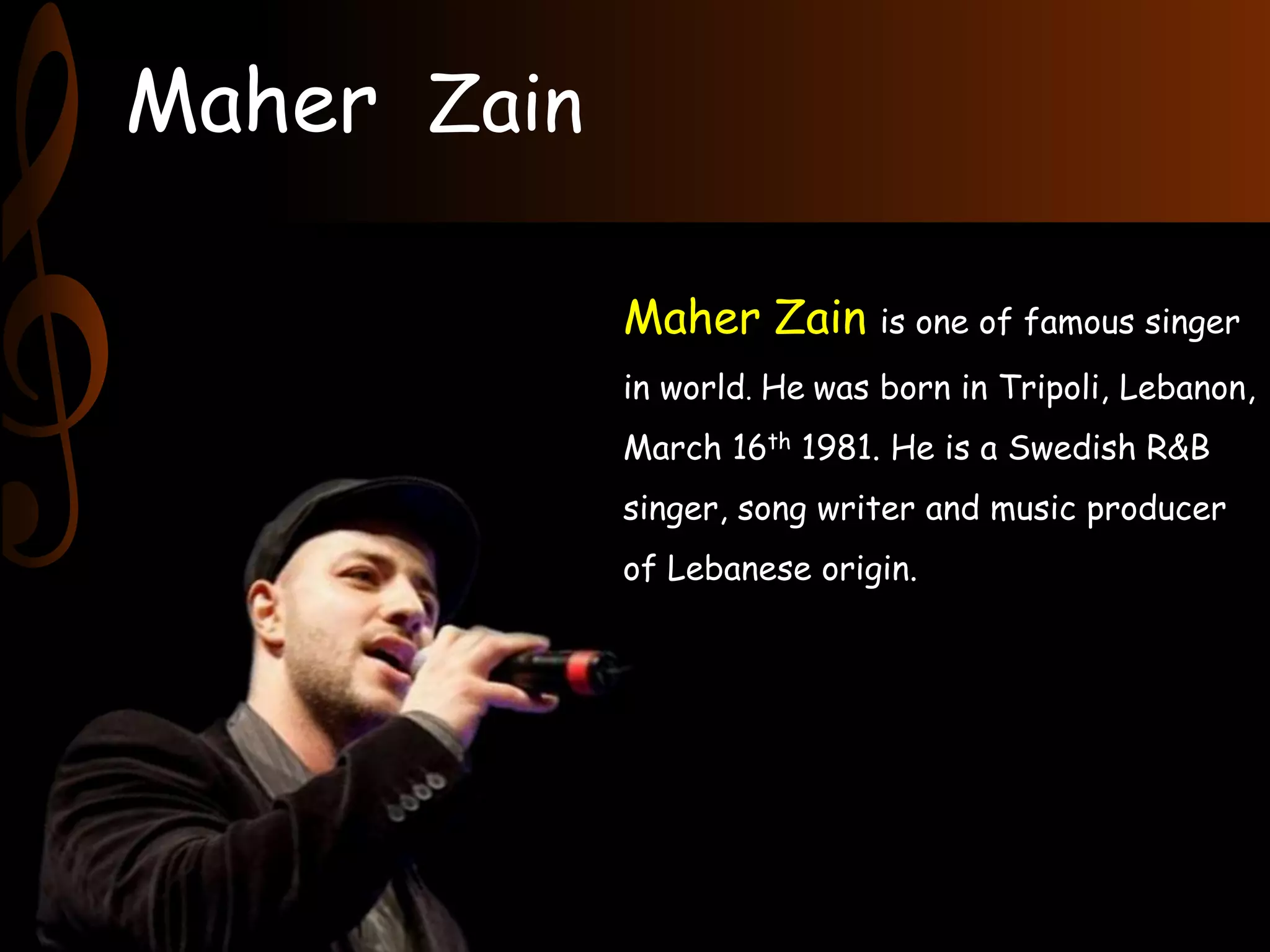 Maher Zain (descriptive text) | PPT