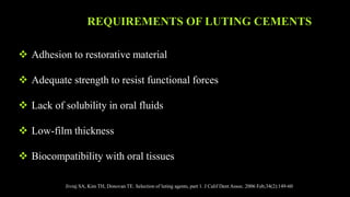 Luting agents used in prosthodontics | PPTX