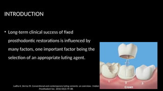 LUTING CEMENTS in prosthodontics dentistry | PPTX