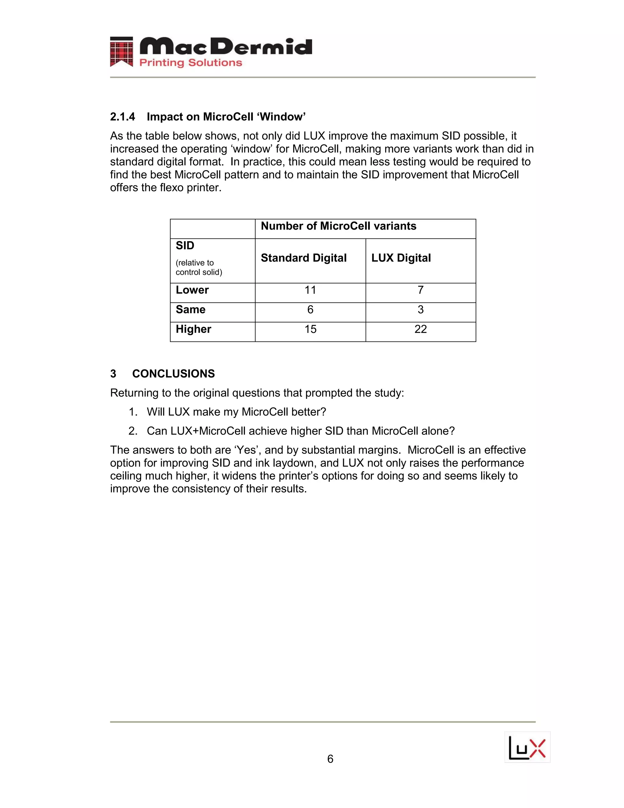 Lux effect on micro cell dmax sid v1.1 | PDF