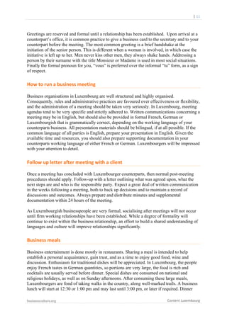Luxembourg business culture guide - Learn about Luxembourg | PDF
