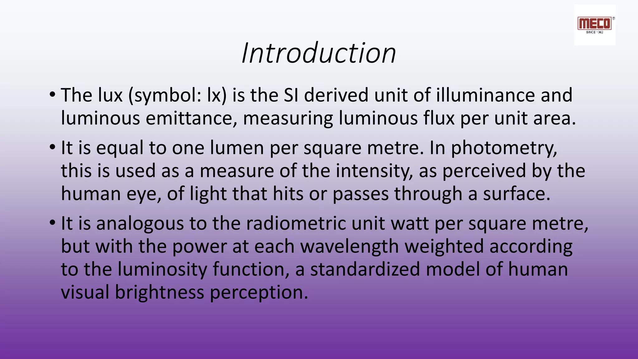 Lux Meter - Meco | PPTX