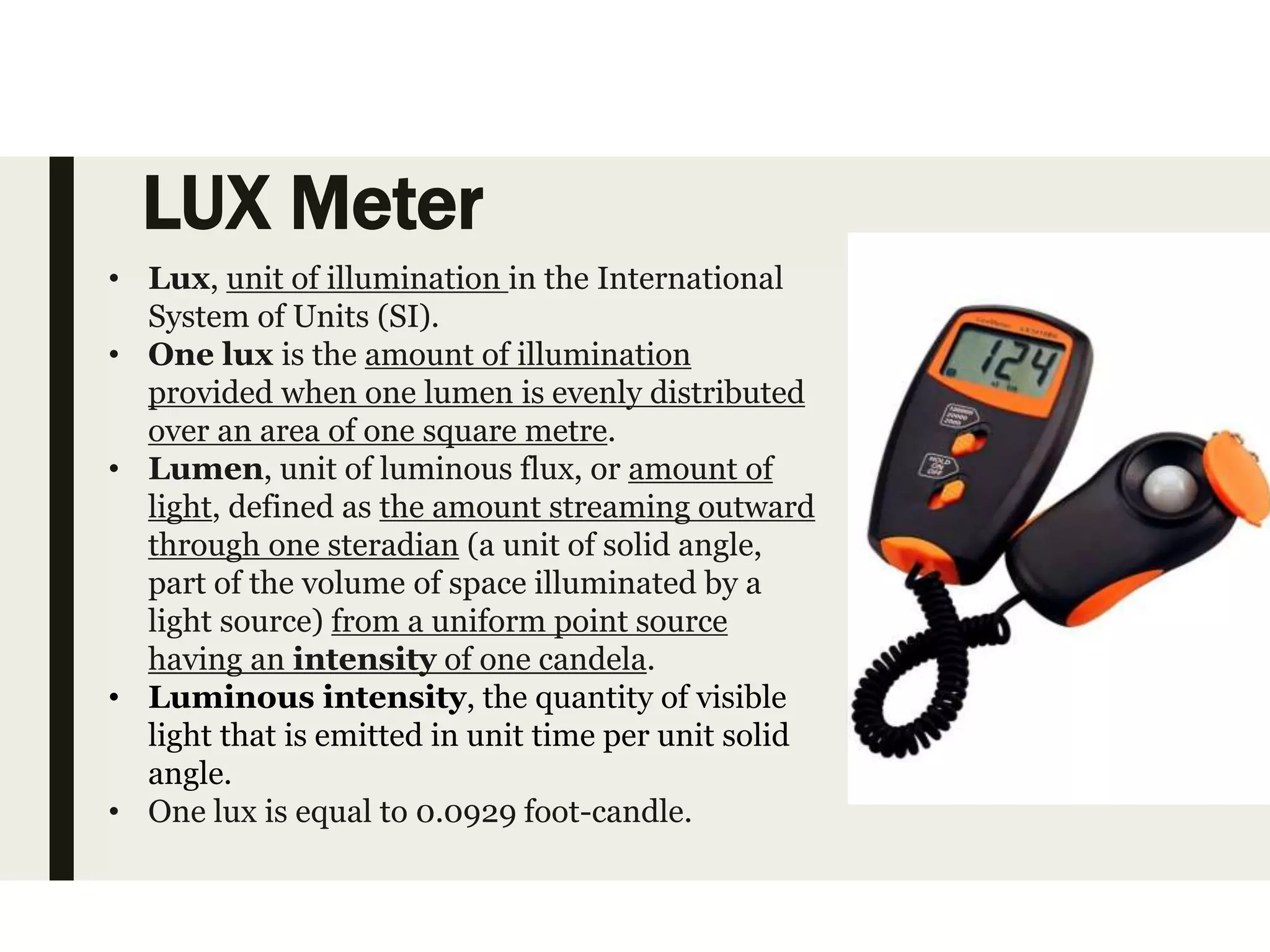 Lux meter notes | PPTX