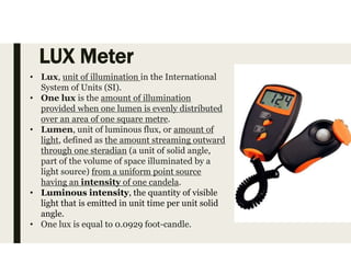 Lux meter notes | PPTX