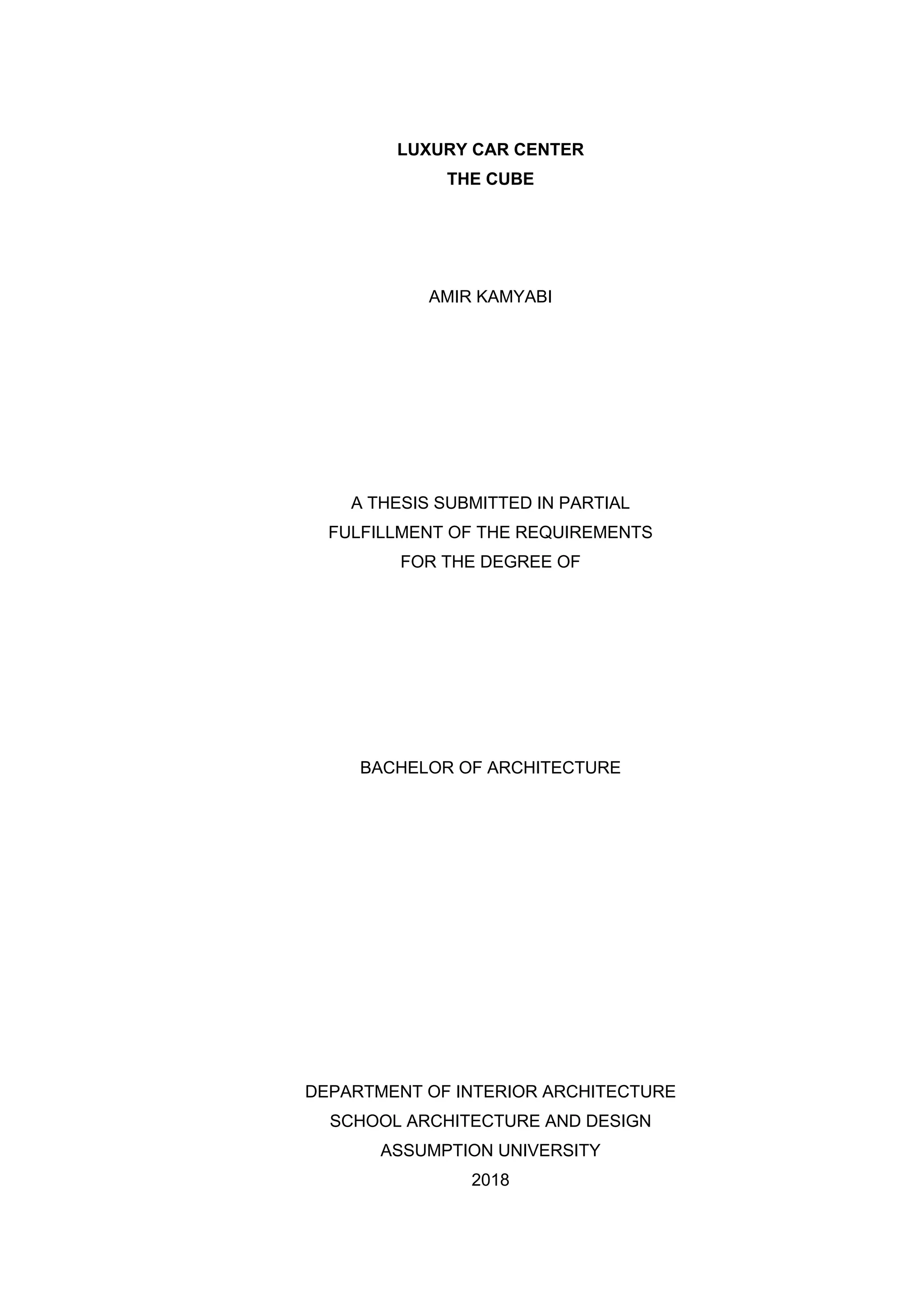 Luxury car center the cube thesis book | PDF