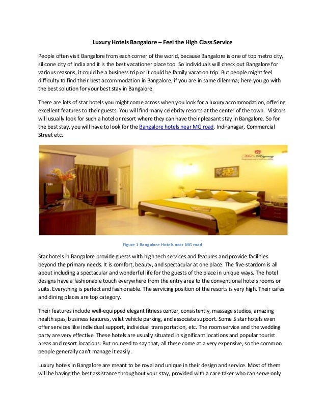 Luxury Hotels Bangalore – Feel the High Class Service