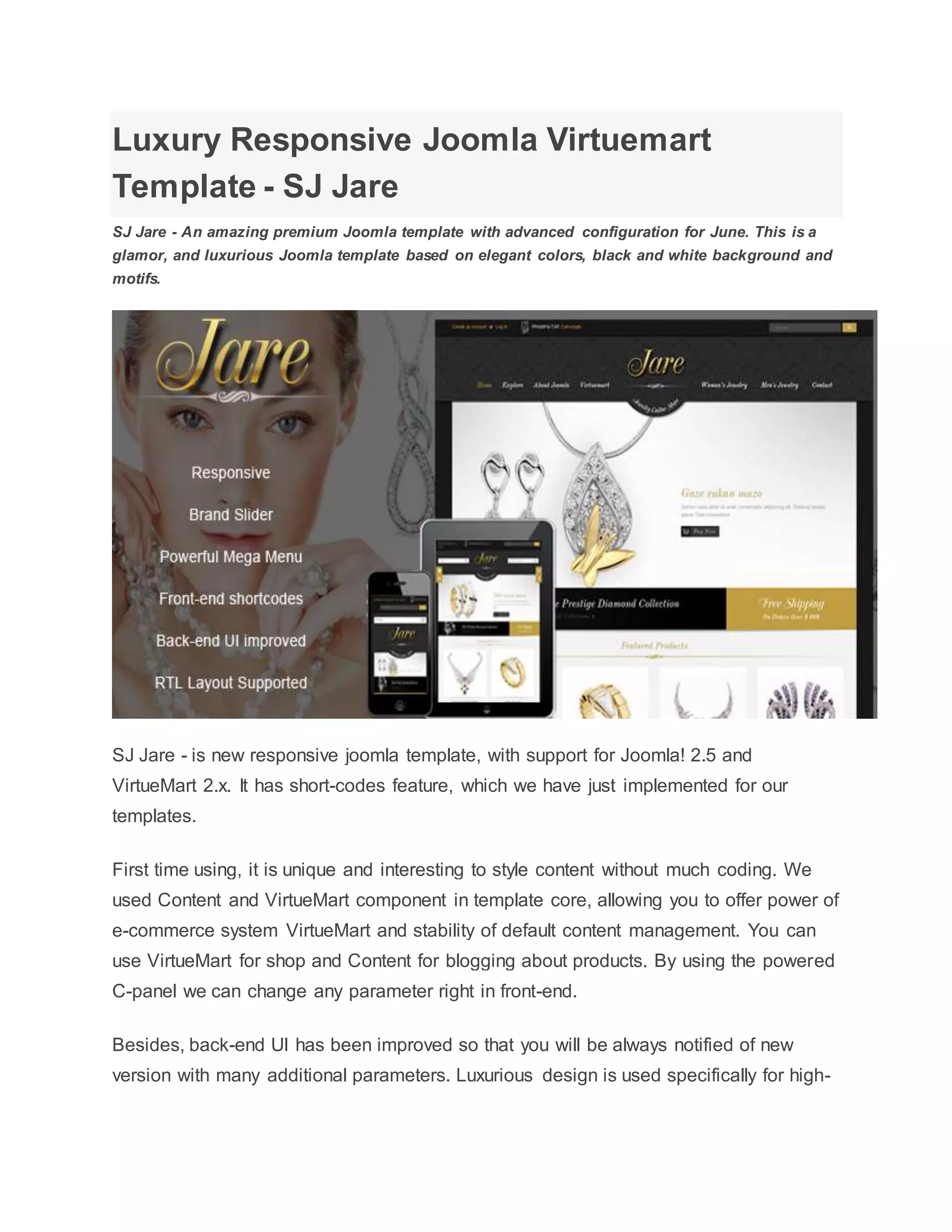 Luxury responsive joomla virtuemart template | PDF