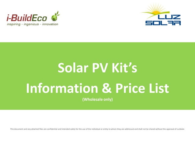 Luz Solar I Build Eco Pv Kits Price List April 2011 | PPT | Free Download