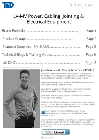 T&D LV-MV Electrical Equipment Power, Cabling & Jointing | PDF | Gas ...