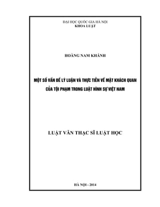 Luận văn: Mặt khách quan của tội phạm trong Luật hình sự, HOT | PDF