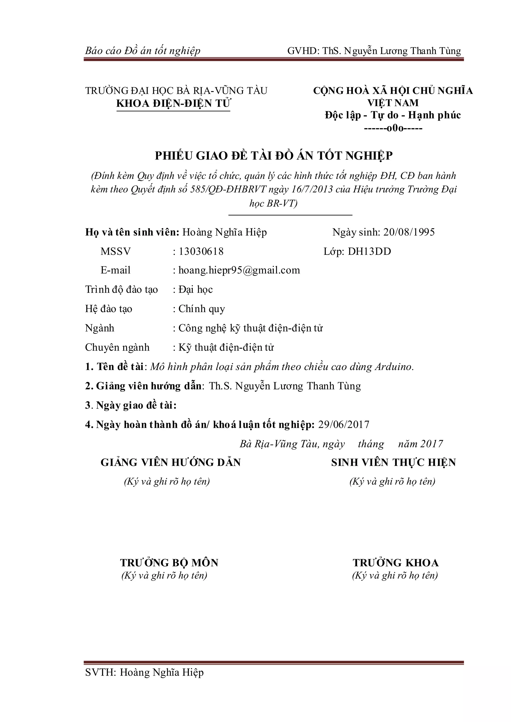 Đề tài: Mô hình phân loại sản phẩm theo chiều cao dùng Arduino | PDF