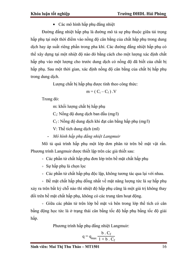 Đề tài: Xử lý Fe3+ trong nước bằng vật liệu hấp phụ từ bã cafe, HAY | PDF
