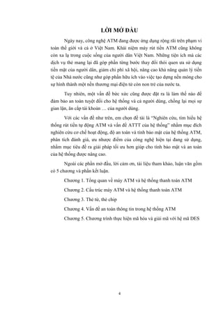 Luận văn: Nghiên cứu hệ thống rút tiền tự động ATM, HOT | PDF