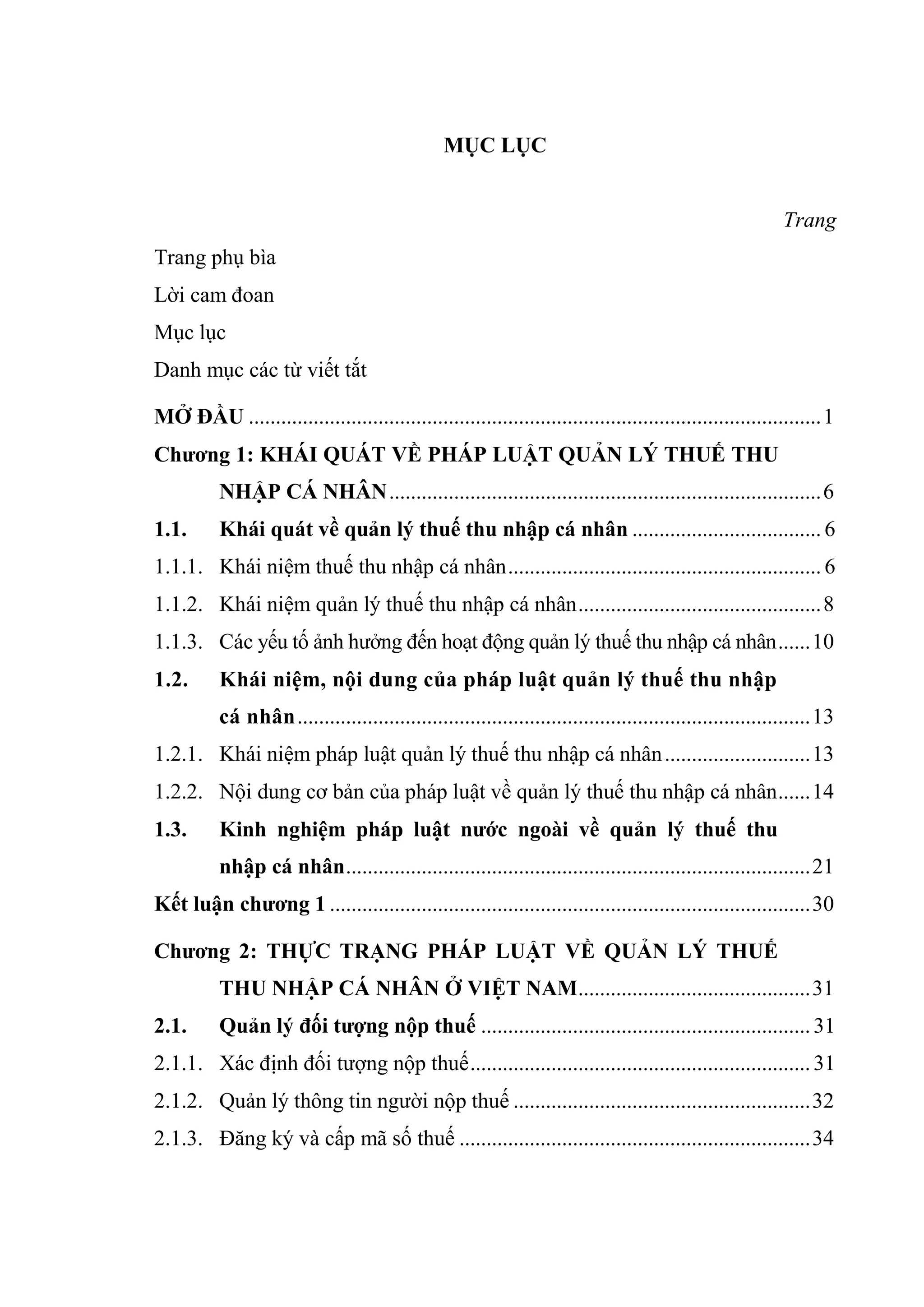 Đề tài: Pháp luật về quản lý thuế thu nhập cá nhân ở Việt Nam, HAY | PDF