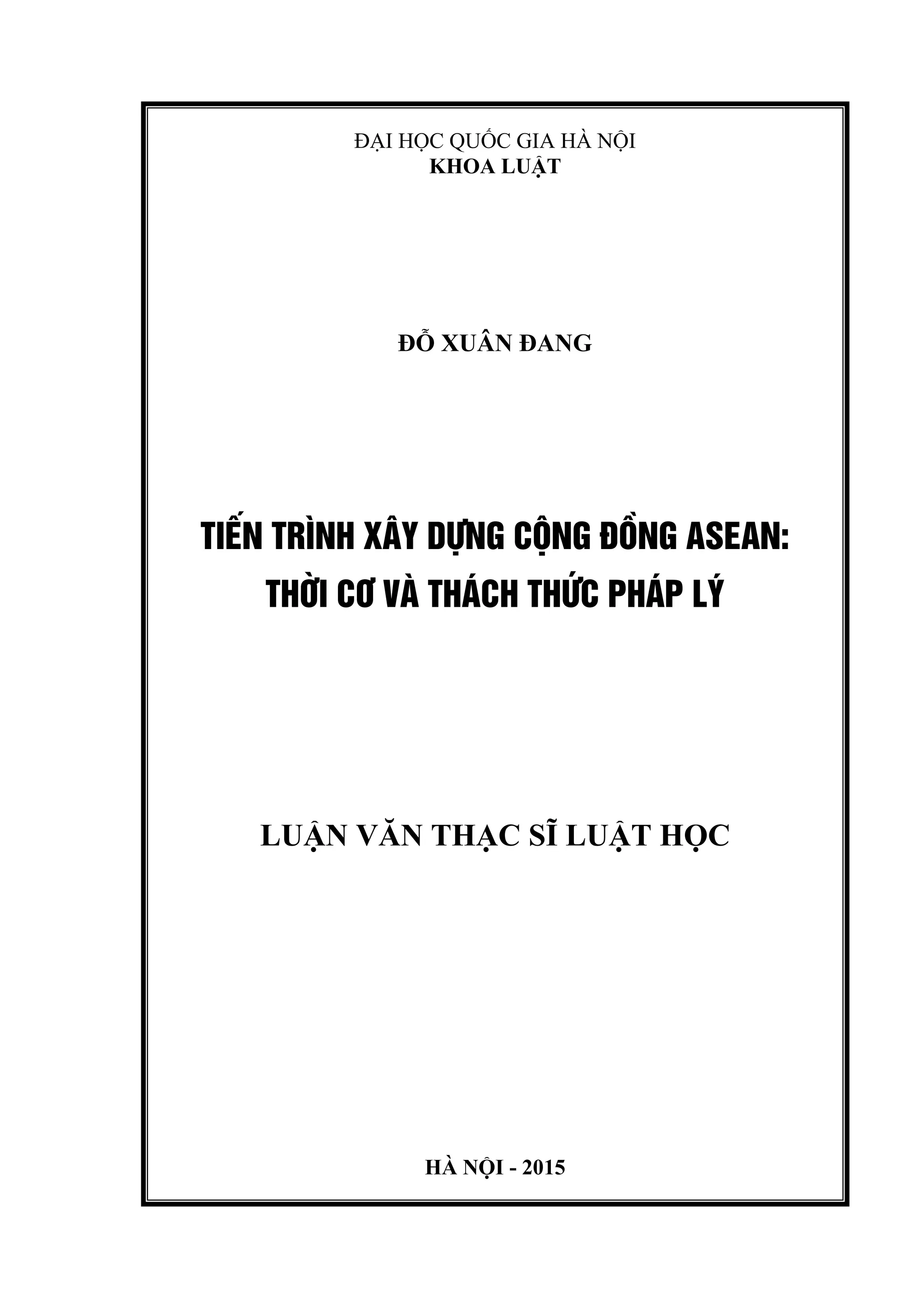 Đề Tài Thời Cơ Thách Thức Tiến Trình Xây Dựng Cộng đồng Asean Pdf 