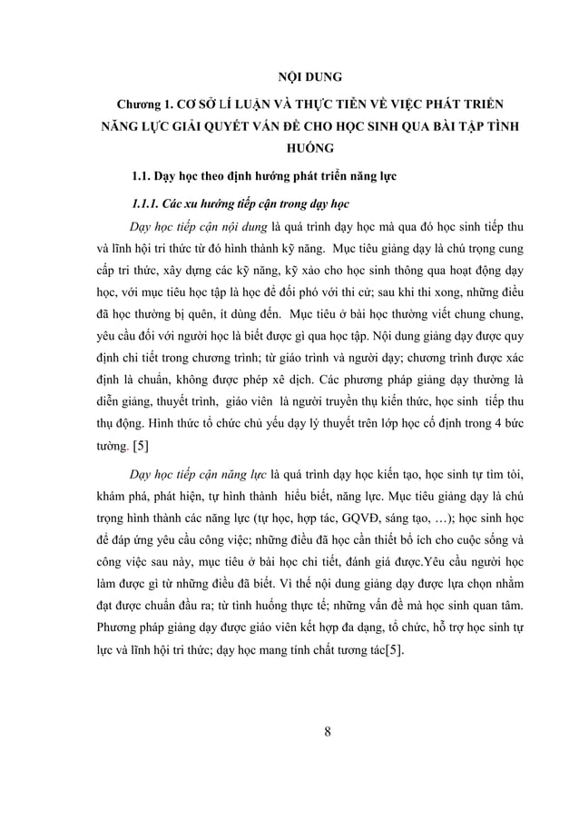 Luận văn: Phát triển năng lực giải quyết vấn đề cho học sinh qua bài tập tình huống trong dạy ...