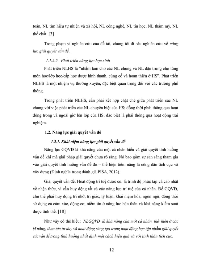 Luận văn: Phát triển năng lực giải quyết vấn đề cho học sinh qua bài tập tình huống trong dạy ...