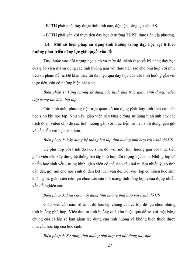 Luận văn: Phát triển năng lực giải quyết vấn đề cho học sinh qua bài tập tình huống trong dạy ...