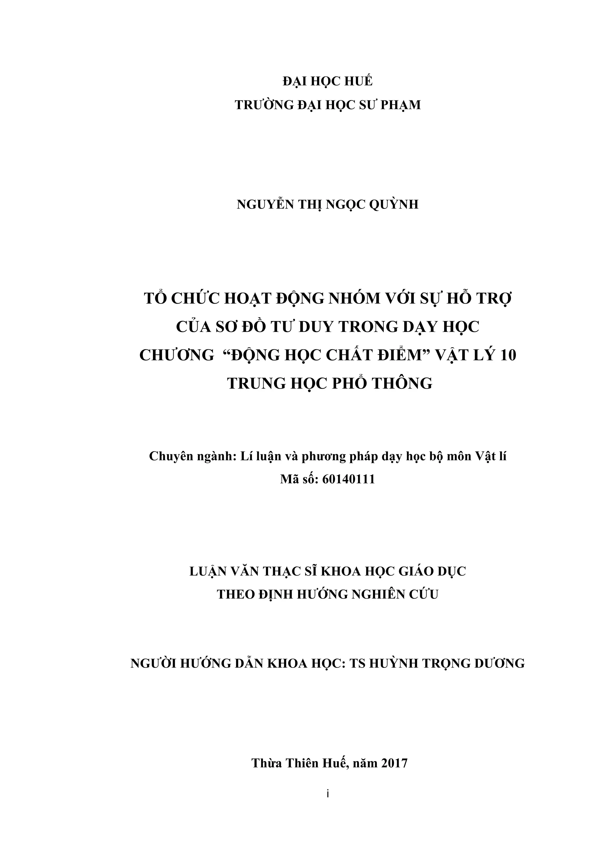 Luận văn: Tổ chức hoạt động nhóm với sự hỗ trợ của Sơ đồ tư duy | PDF