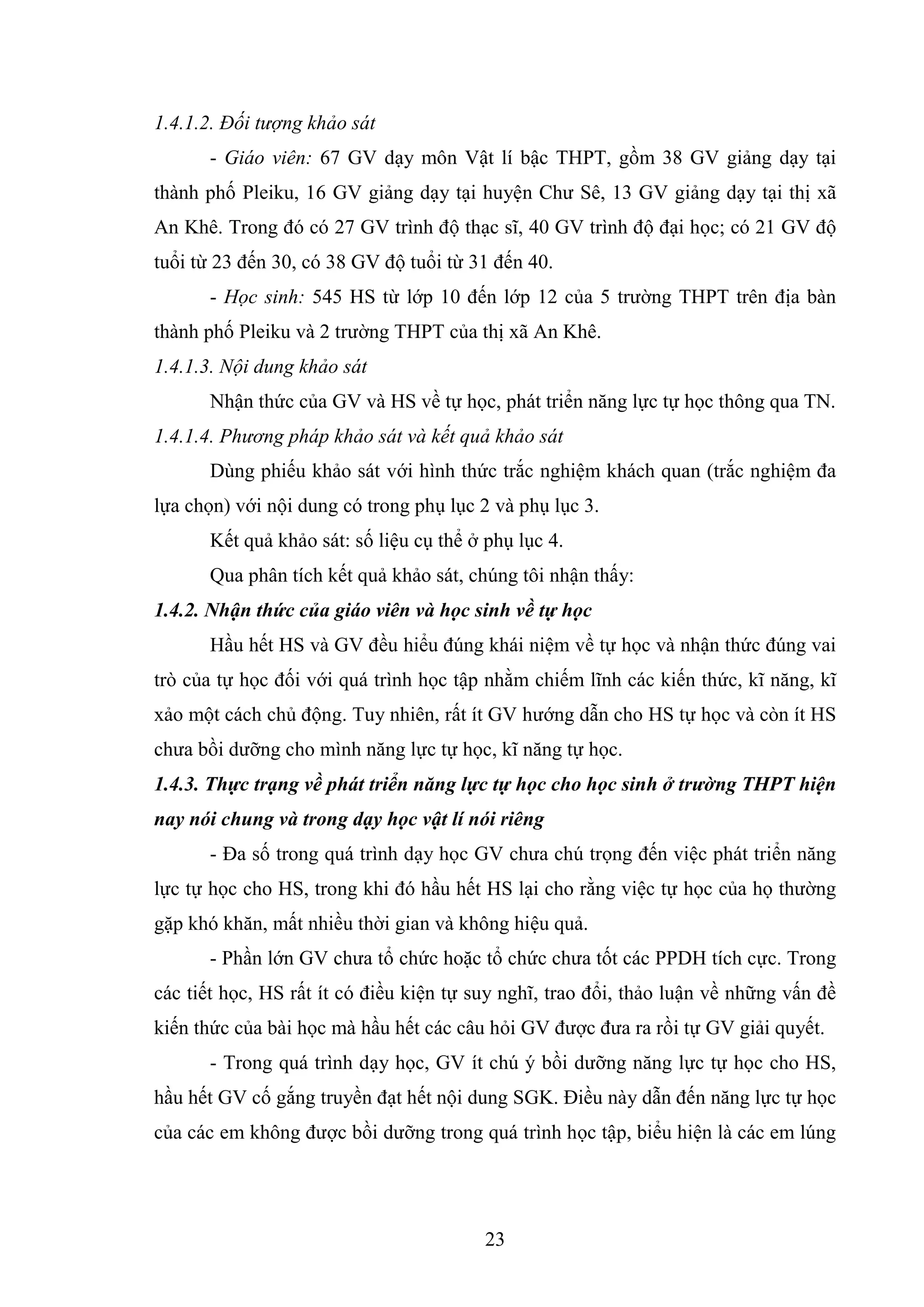 Luận văn: Phát triển năng lực tự học cho học sinh trong dạy học chương “Mắt. Các dụng cụ quang ...