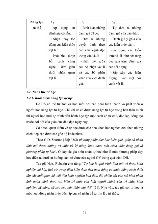 Luận văn: Phát triển năng lực tự học cho học sinh trong dạy học chương “Mắt. Các dụng cụ quang ...