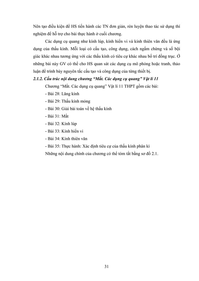 Luận văn: Phát triển năng lực tự học cho học sinh trong dạy học chương “Mắt. Các dụng cụ quang ...