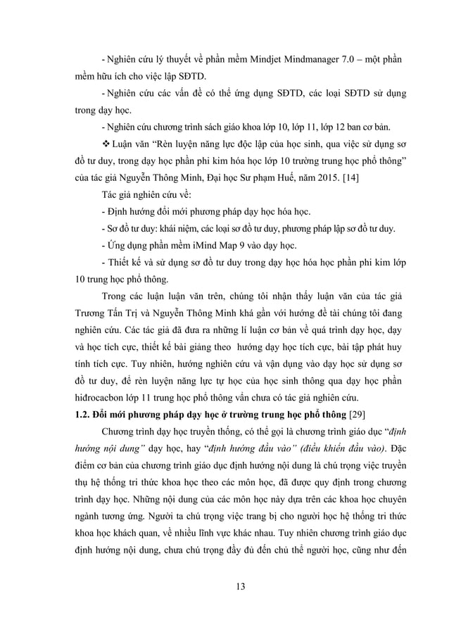 Luận văn: Sử dụng sơ đồ tư duy để phát triển năng lực tự học của học sinh thông qua dạy học phần ...