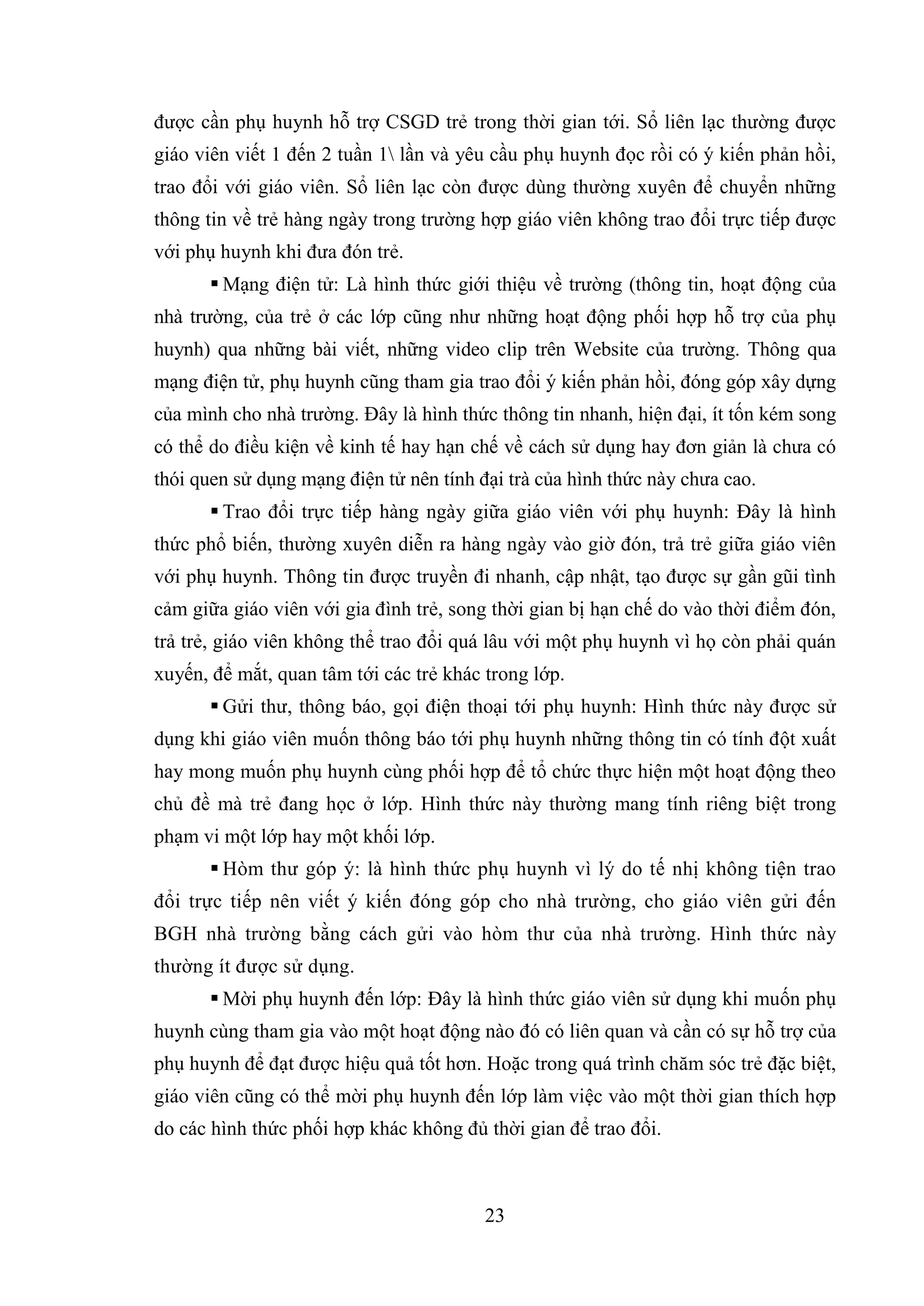 Luận văn: Quản lý sự phối hợp giữa nhà trường và gia đình trong công tác chăm sóc, giáo dục trẻ ...