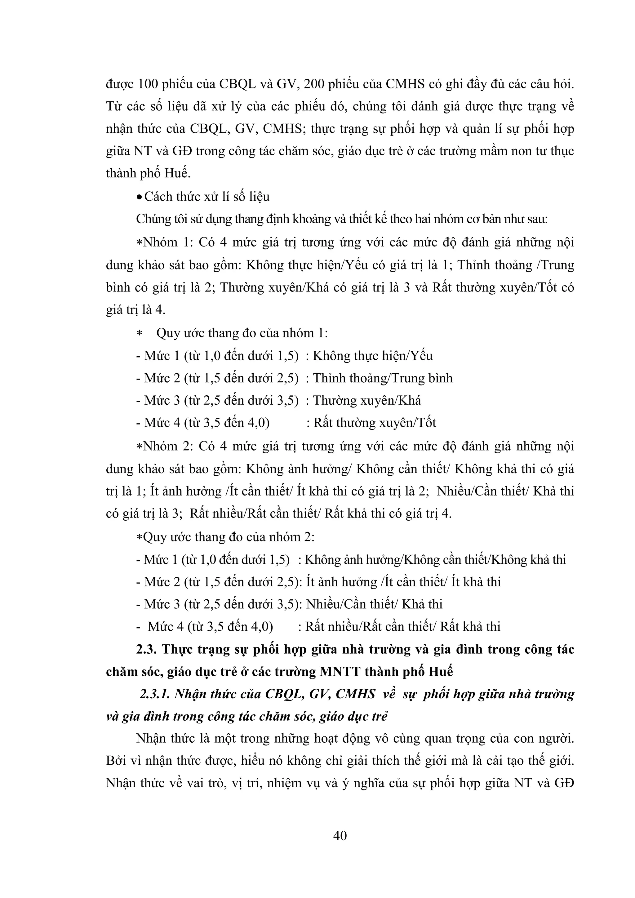 Luận văn: Quản lý sự phối hợp giữa nhà trường và gia đình trong công tác chăm sóc, giáo dục trẻ ...