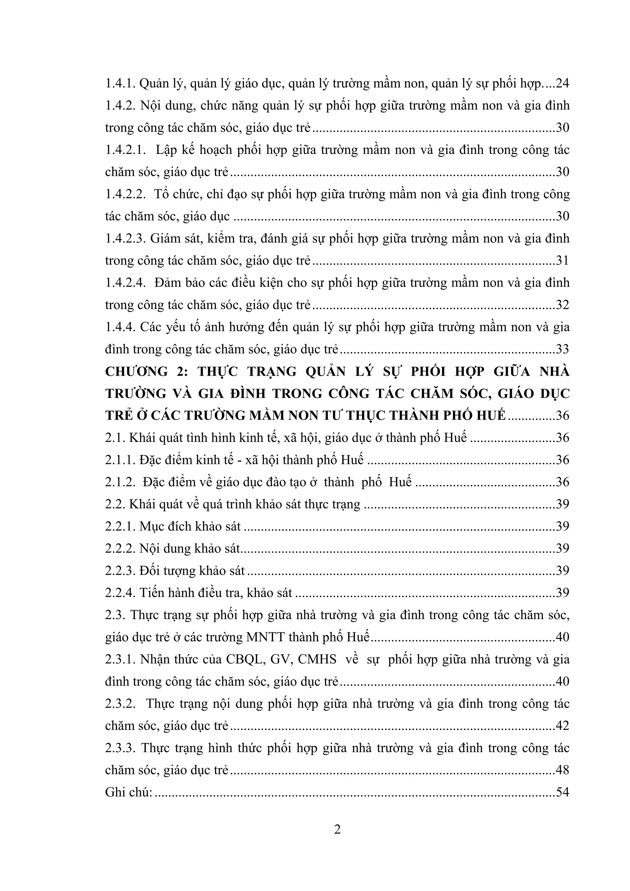 Luận văn: Quản lý sự phối hợp giữa nhà trường và gia đình trong công tác chăm sóc, giáo dục trẻ ...