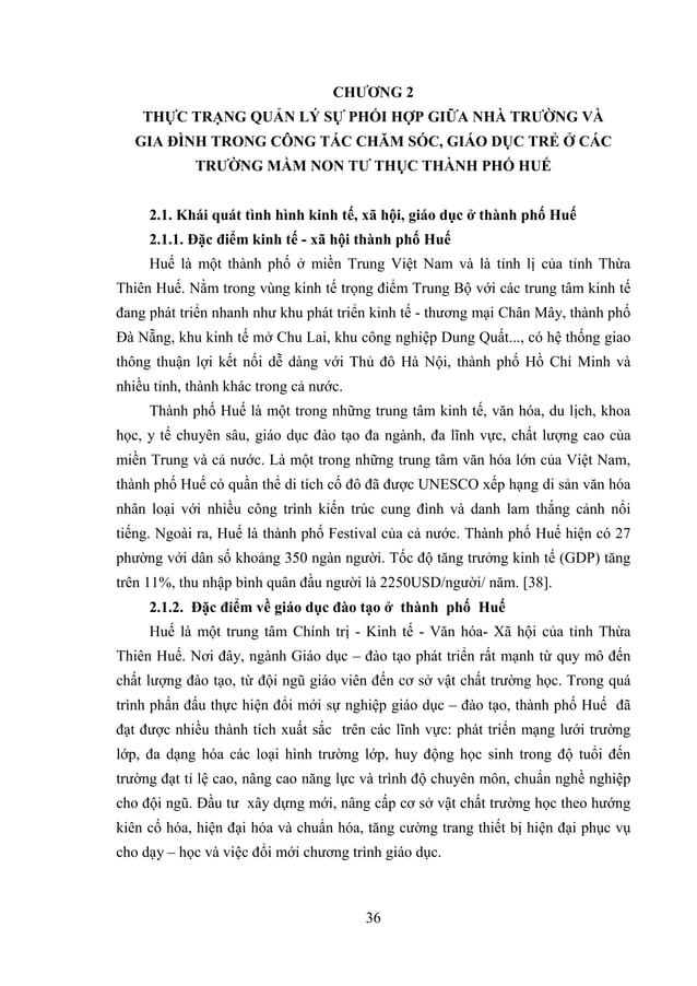 Luận văn: Quản lý sự phối hợp giữa nhà trường và gia đình trong công tác chăm sóc, giáo dục trẻ ...