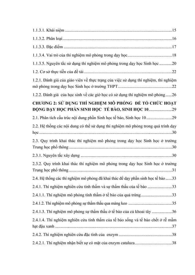 Luận văn: Sử dụng thí nghiệm mô phỏng để dạy học phần Sinh học tế bào | PDF