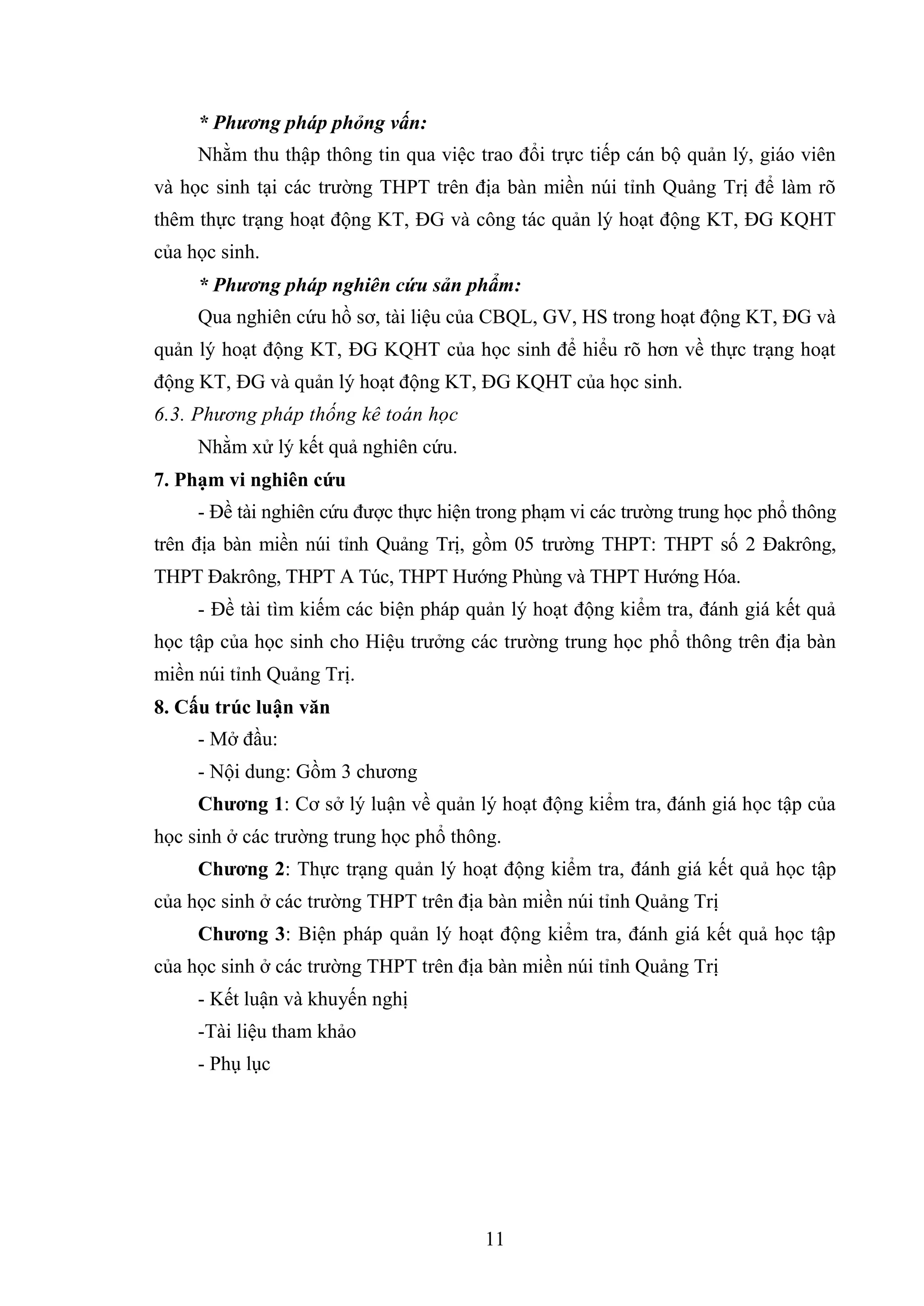 Luận văn; Quản lý hoạt động kiểm tra, đánh giá kết quả học tập của học sinh ở các trường trung ...