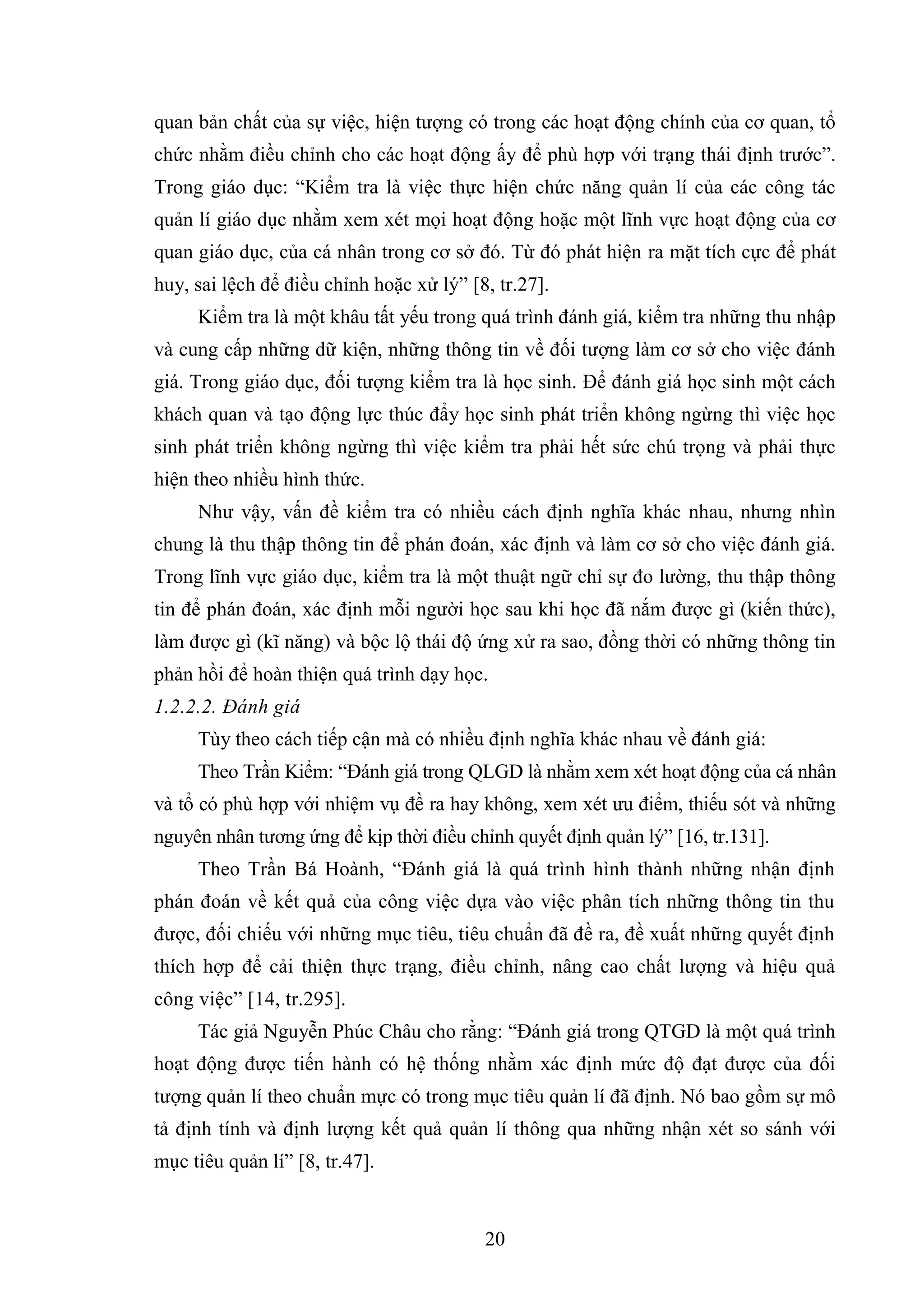 Luận văn; Quản lý hoạt động kiểm tra, đánh giá kết quả học tập của học sinh ở các trường trung ...