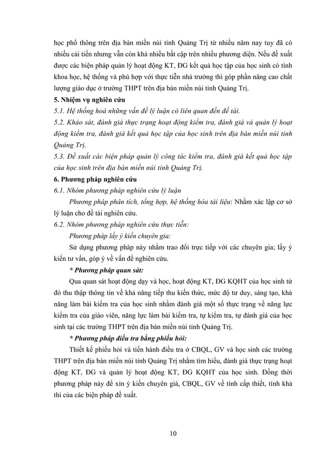Luận văn; Quản lý hoạt động kiểm tra, đánh giá kết quả học tập của học sinh ở các trường trung ...