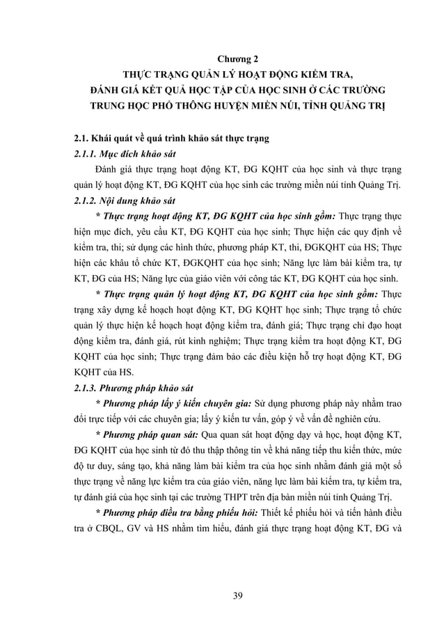 Luận văn; Quản lý hoạt động kiểm tra, đánh giá kết quả học tập của học sinh ở các trường trung ...
