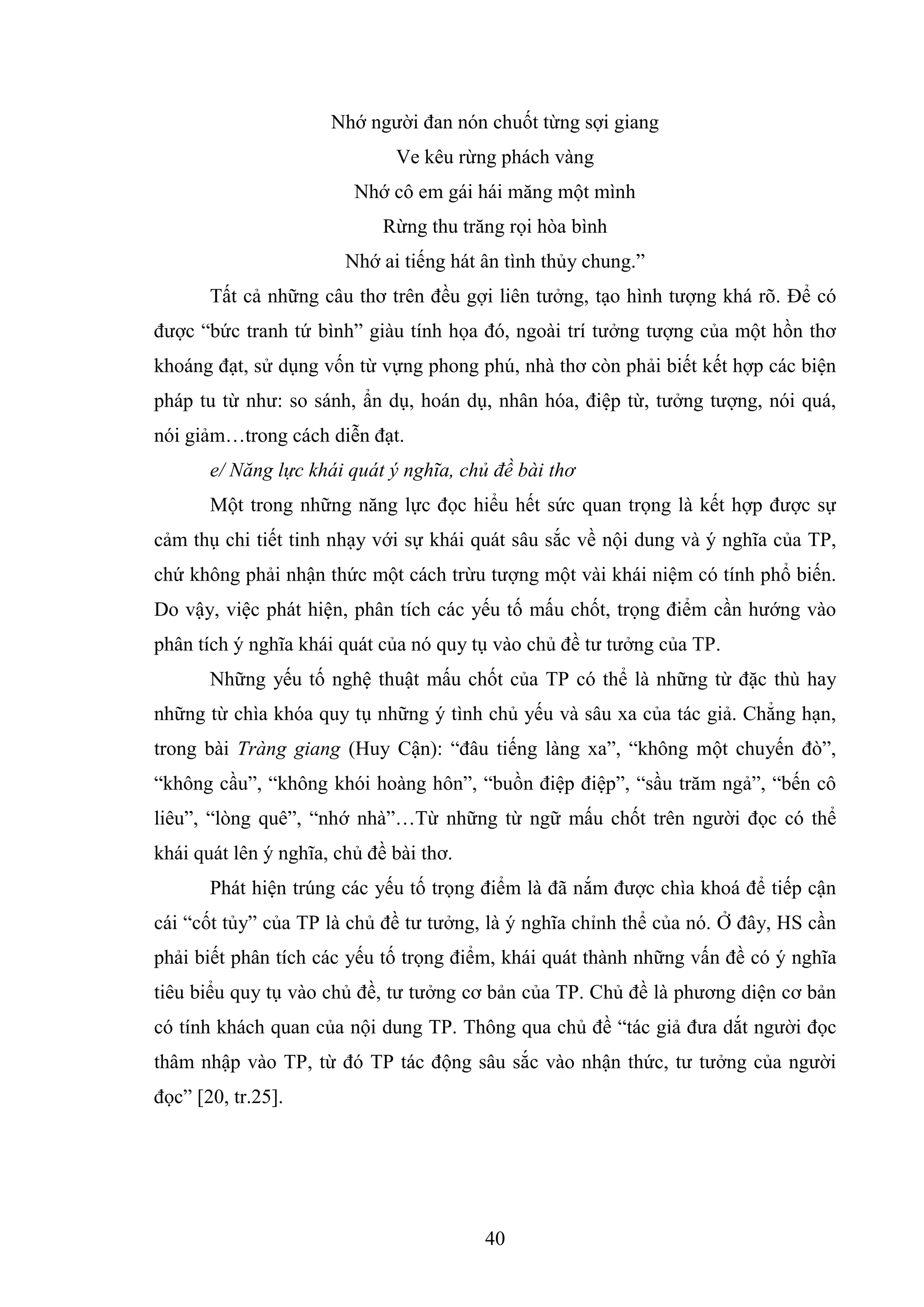 Luận văn: Dạy học đọc hiểu văn bản thơ trữ tình trong trường Trung học phổ thông theo định hướng ...