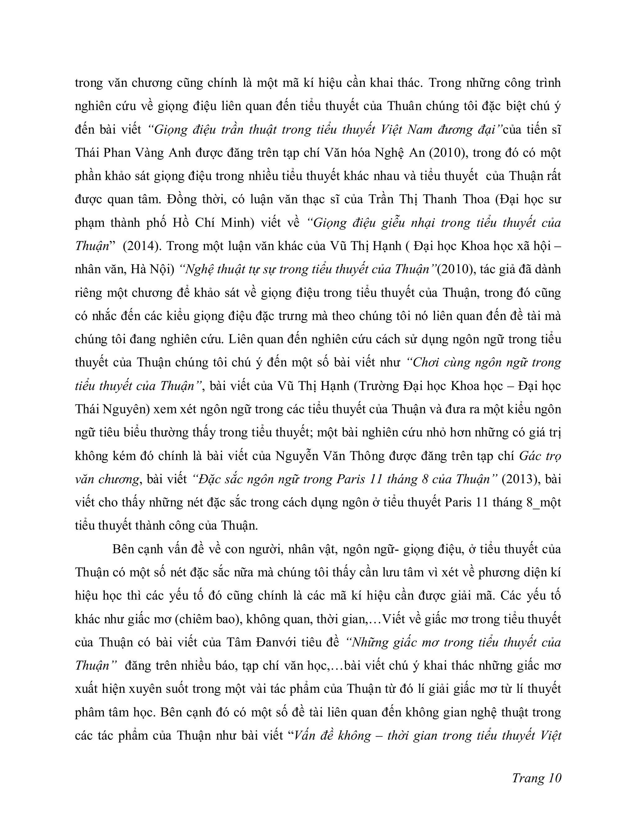 Luận văn: Tiểu thuyết của Thuận từ góc nhìn kí hiệu học văn học trở nên cấp thiết, chứa đựng các ...