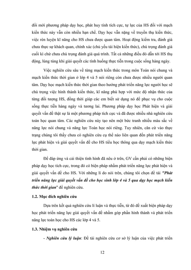 Luận văn: Phát triển năng lực giải quyết vấn đề cho học sinh lớp 4 và 5 | PDF