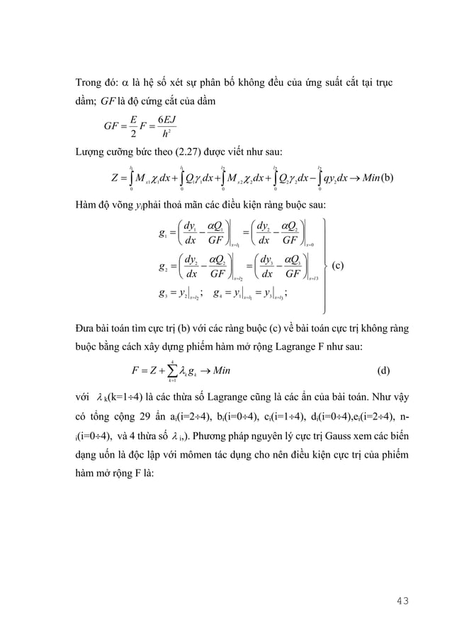 Đề tài: Tính toán khung chịu uốn xét biến dạng trượt ngang, HAY | PDF