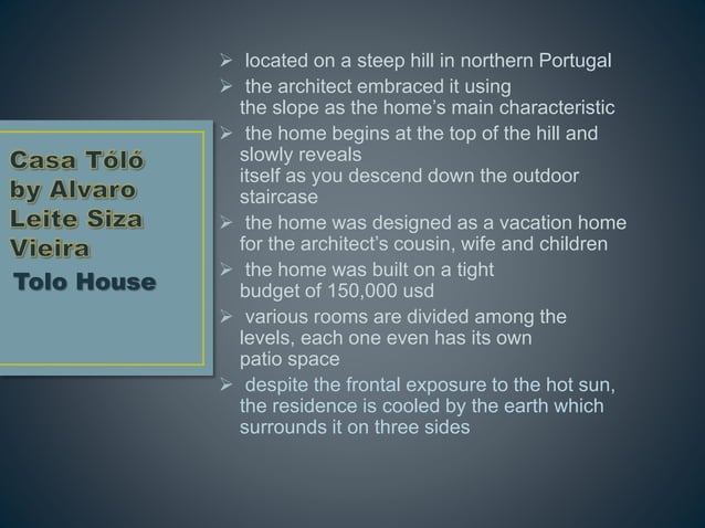 áLvaro leite siza vieira & casa tolo | PPTX | Houses | Real Estate