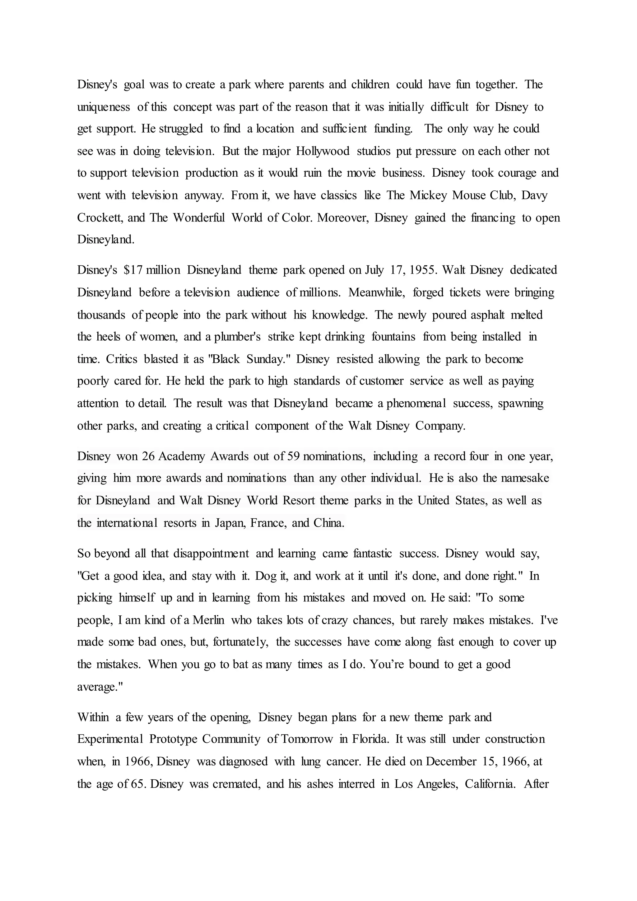 Walt Disney Biography (IGE125) | DOCX