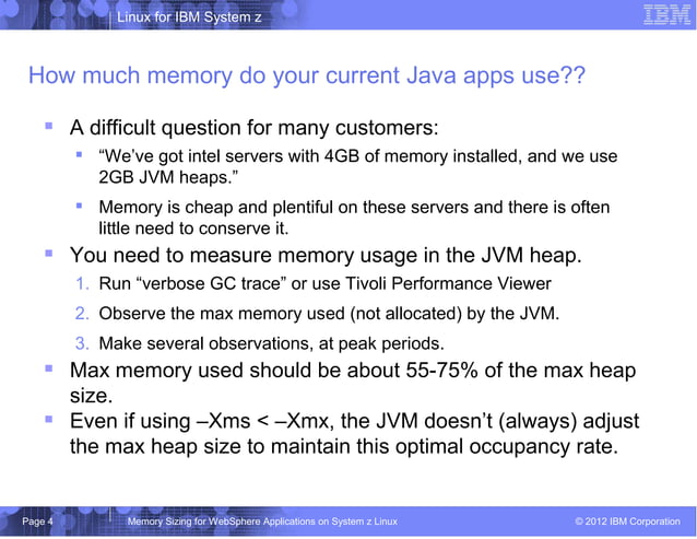 Memory Sizing for WebSphere Applications on System z Linux | PDF